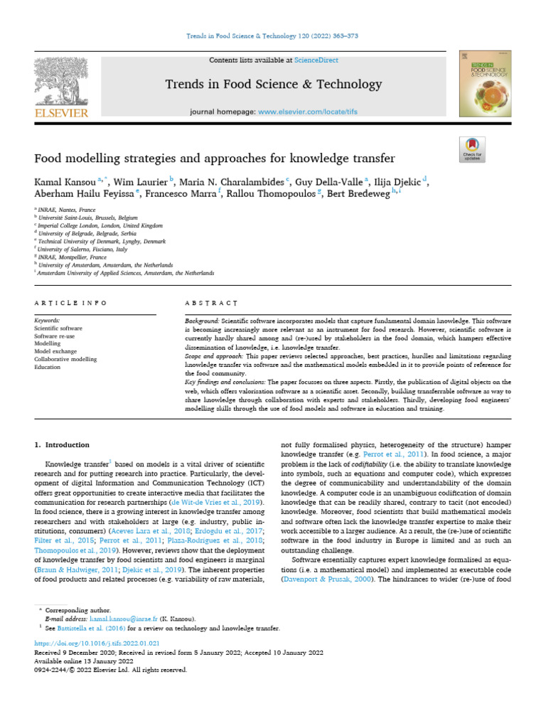 Food modelling strategies and approaches for knowledge transfer, 2022 ...