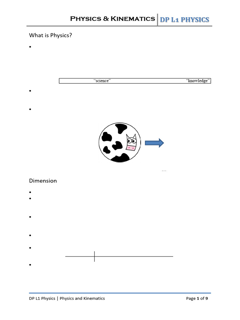 Lecture 1 Physics Dimension Kinematics | PDF | Kinematics | Theory