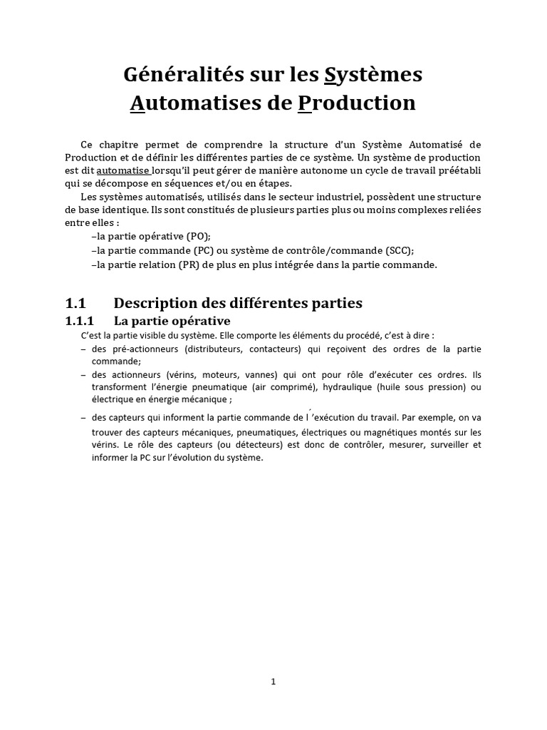 Systèmes Automatisés de Production | PDF | Automate programmable ...