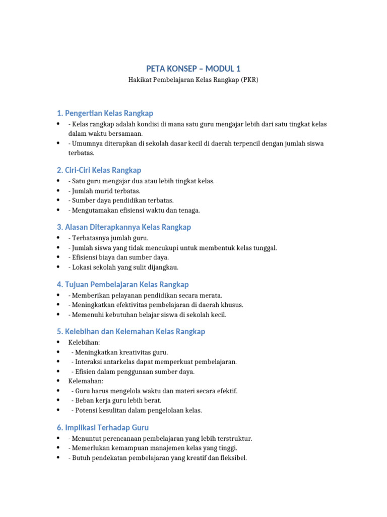 Peta Konsep Pembelajaran Kelas Rangkap Modul1 | PDF