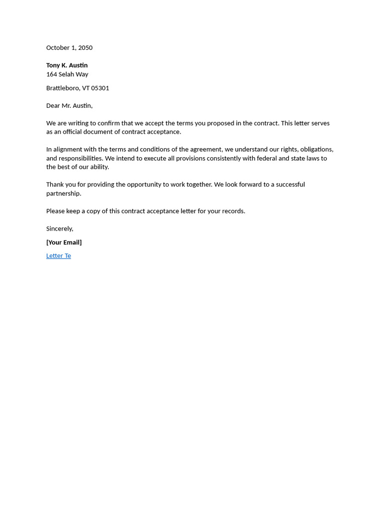 Contract Award Sample | PDF