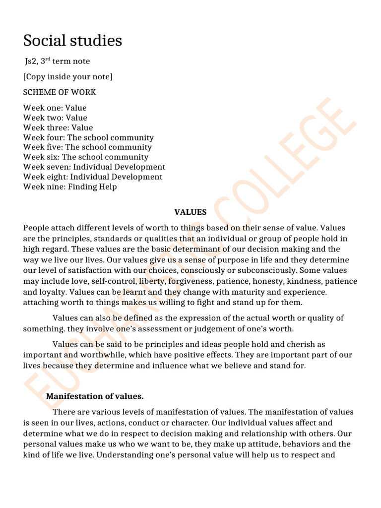 Social Studies: Values and School Community | PDF | Teachers | Gender Role