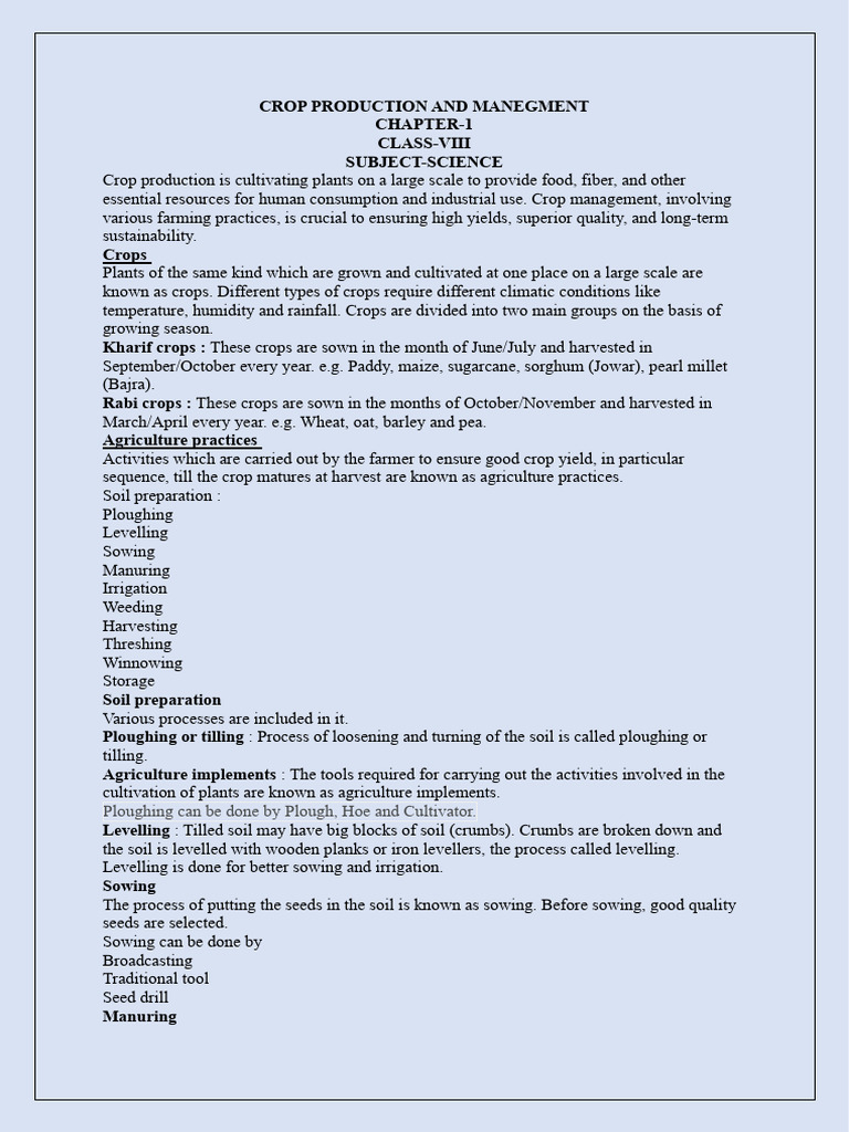 Crop Production & Management Overview | PDF | Crop Rotation | Agriculture