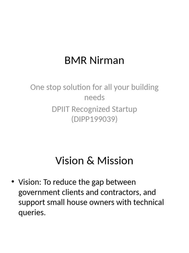 BMR Nirman Pitch Deck | PDF
