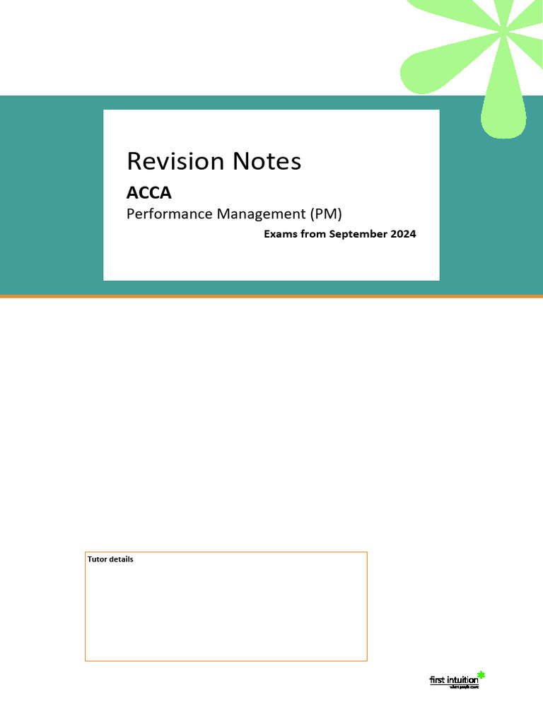 ACCA PM RevisionNotes24-25 LW9Jan JG4April Straive04Apr | PDF | Demand ...