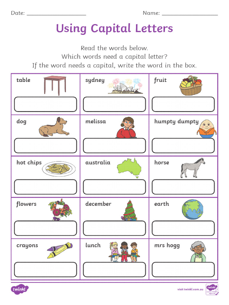 Au L 526384 Se Using Capital Letters Activity Sheet Ver 1 | PDF