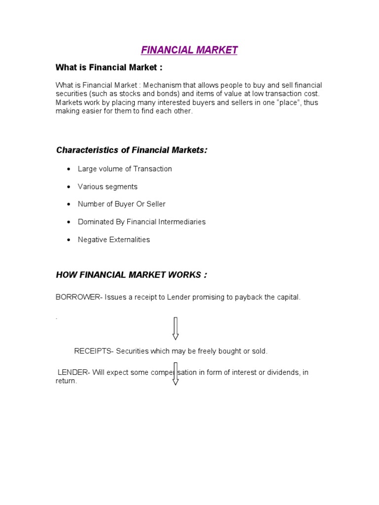 Financial Market | PDF | Money Market | Financial Markets