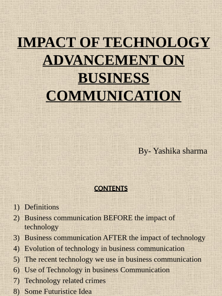 Impact of Technology Advancement On Business Communication | PDF ...