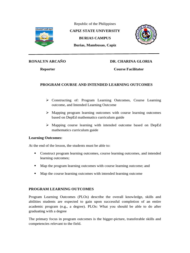 MATH 120-Hand-outs-Ronalyn-report-2 | PDF | Mathematics | Learning