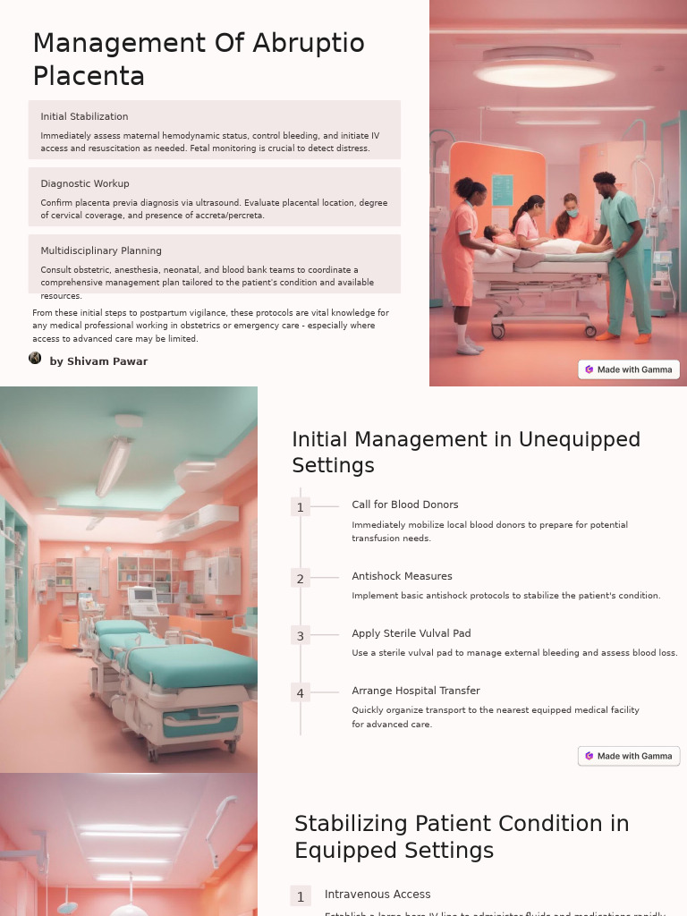 Management of Abruptio Placenta | PDF | Childbirth | Clinical Medicine