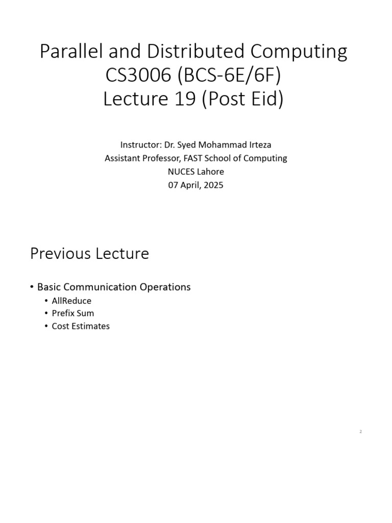 Lecture-19-PDC-BCS-6EF-SMI-Spring-2025 | PDF | Computing | Theoretical Computer Science