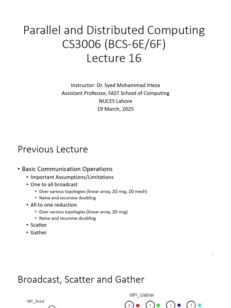 Lecture 16 PDC BCS 6EF SMI Spring 2025 | PDF | Algorithms And Data Structures | Algorithms
