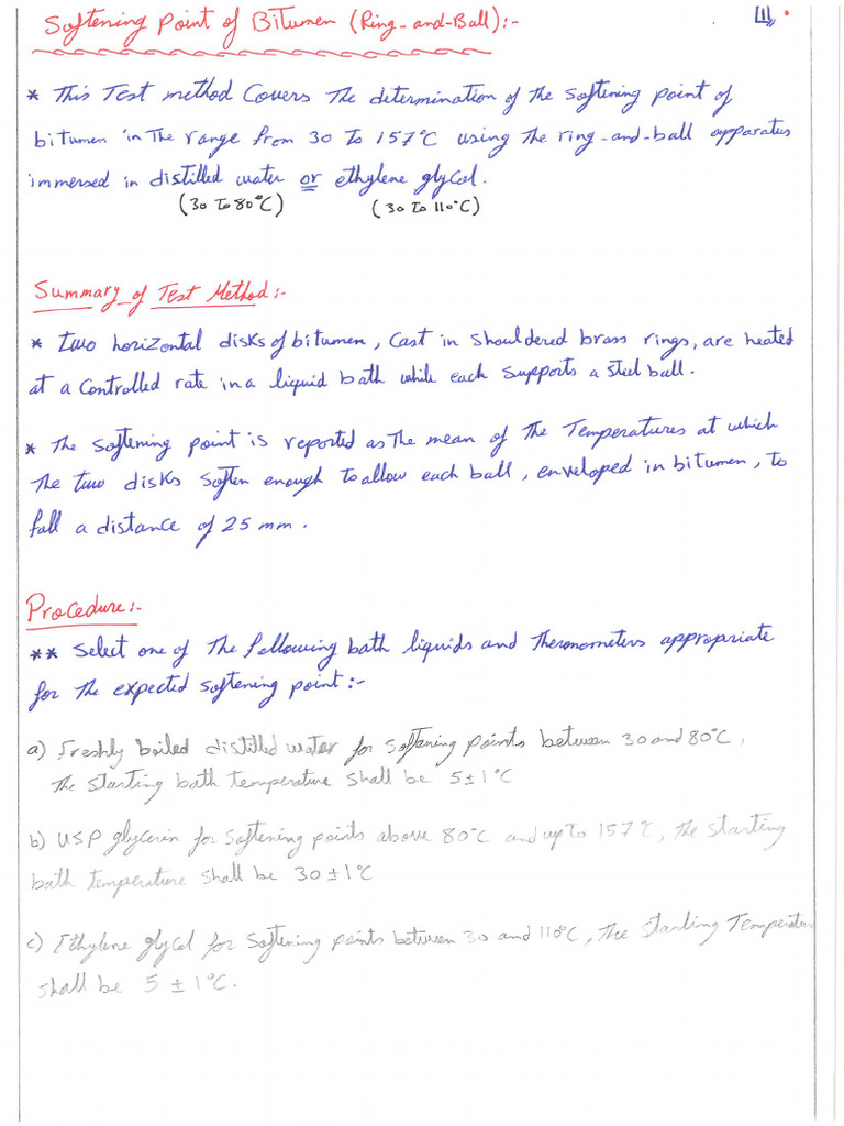 Softening Points of Bitumen | PDF