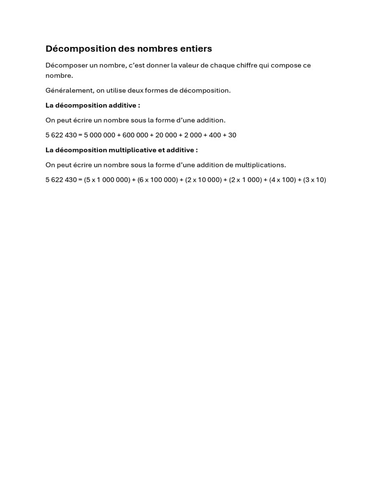 Décomposition des Nombres Entiers | PDF