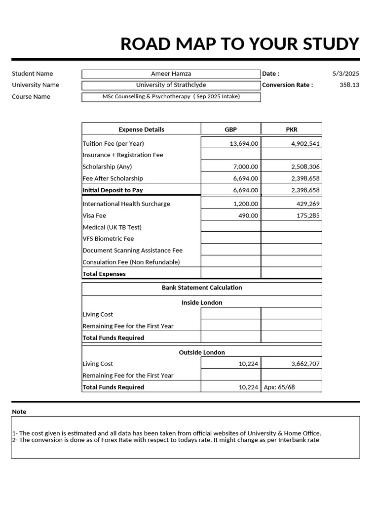 UK Calculation Form UON | PDF