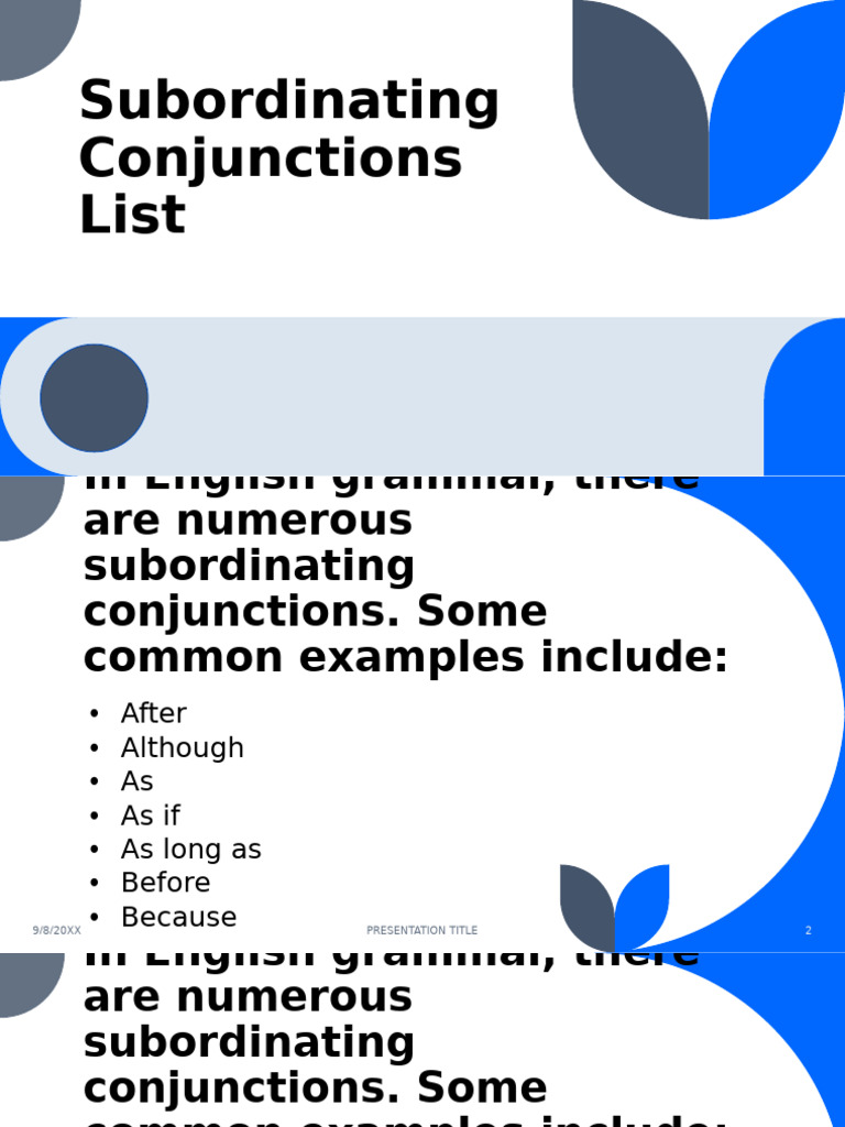SubordinatingConjunctionsList | PDF | Language Mechanics | Grammar