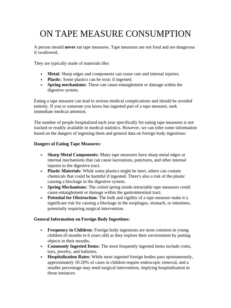 On Tape Measure Consumption | PDF | Gastrointestinal Tract | Medical ...