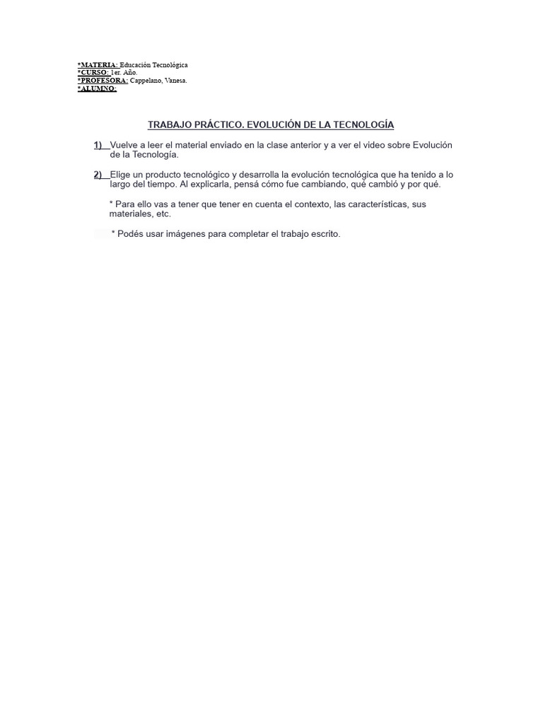 Trabajo Evolucion Tecnolog-A | PDF