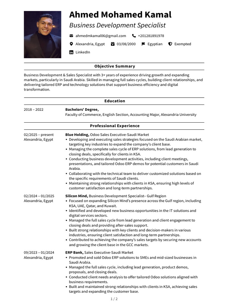 Ahmed Mohamed Kamal Resume | PDF | Saudi Arabia | Arabian Peninsula