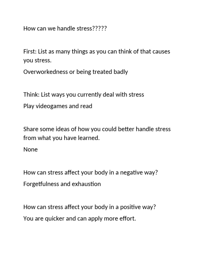 How Can We Handle Stress | PDF