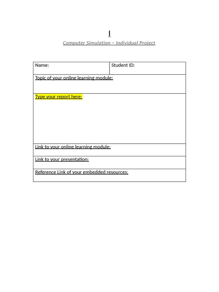 INT4060 Individual Project Template | PDF