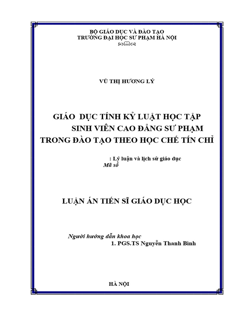 Giao Duc Tinh Ky Luat Hoc Tap Cho Sinh Vien Cao Ang Su Pham Trong Ao Tao Theo Hoc Che Tin Chi | PDF