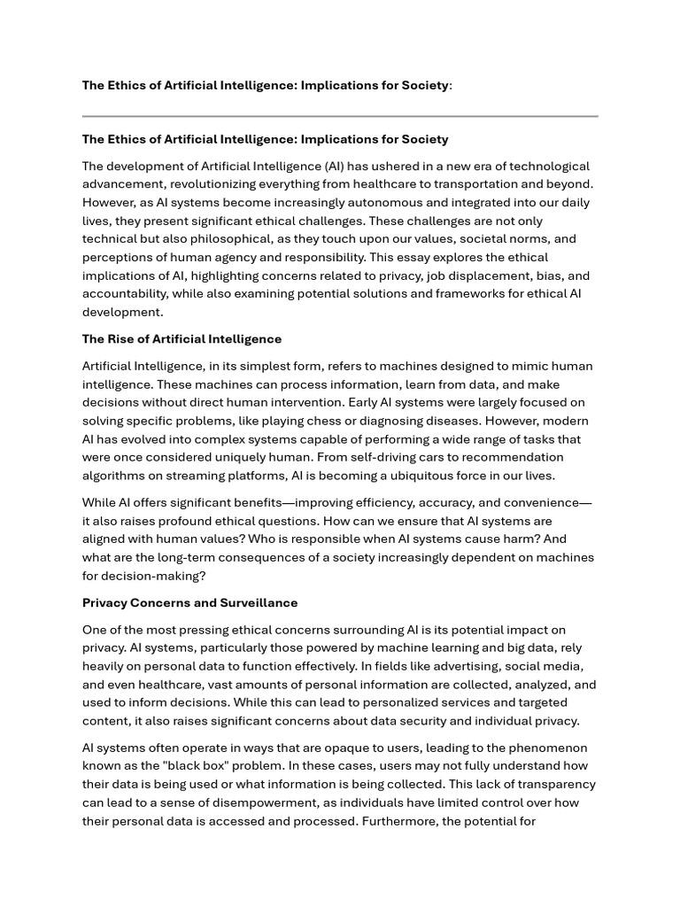 The Ethics of Artificial Intelligence | PDF | Artificial Intelligence ...