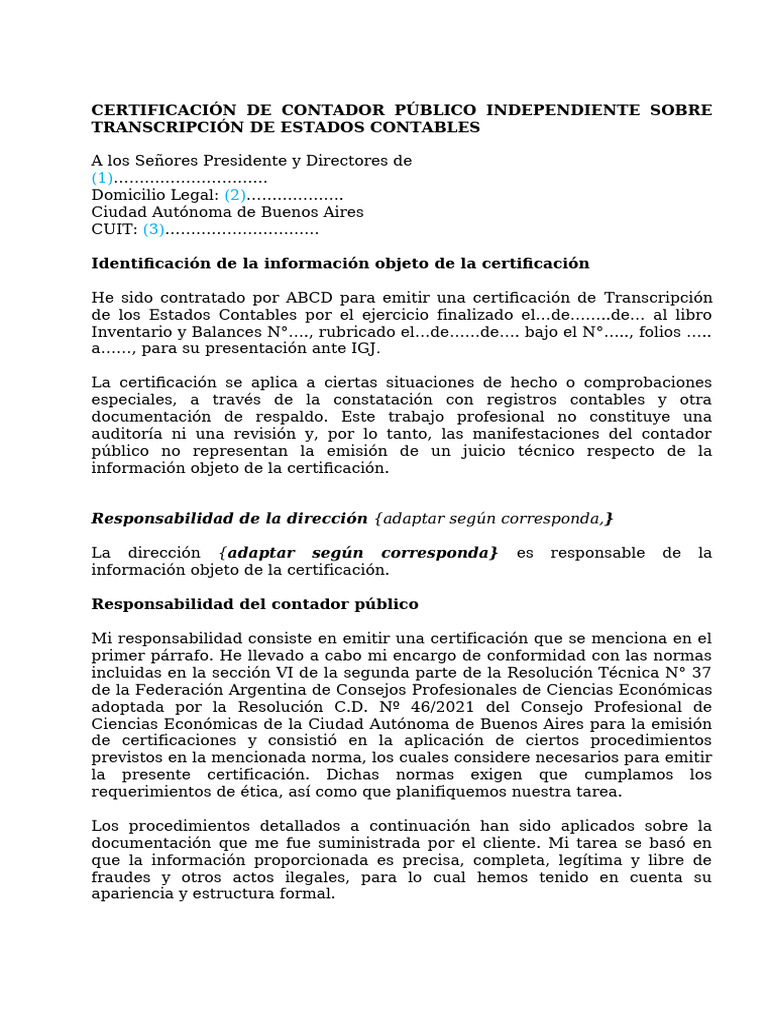 Certificacion de Transcripcion de Eecc | PDF | Contador | Contabilidad