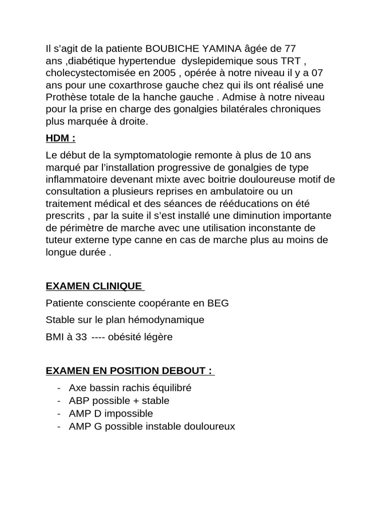 Prise en charge des gonalgies bilatérales | PDF | Arthrose | Genou
