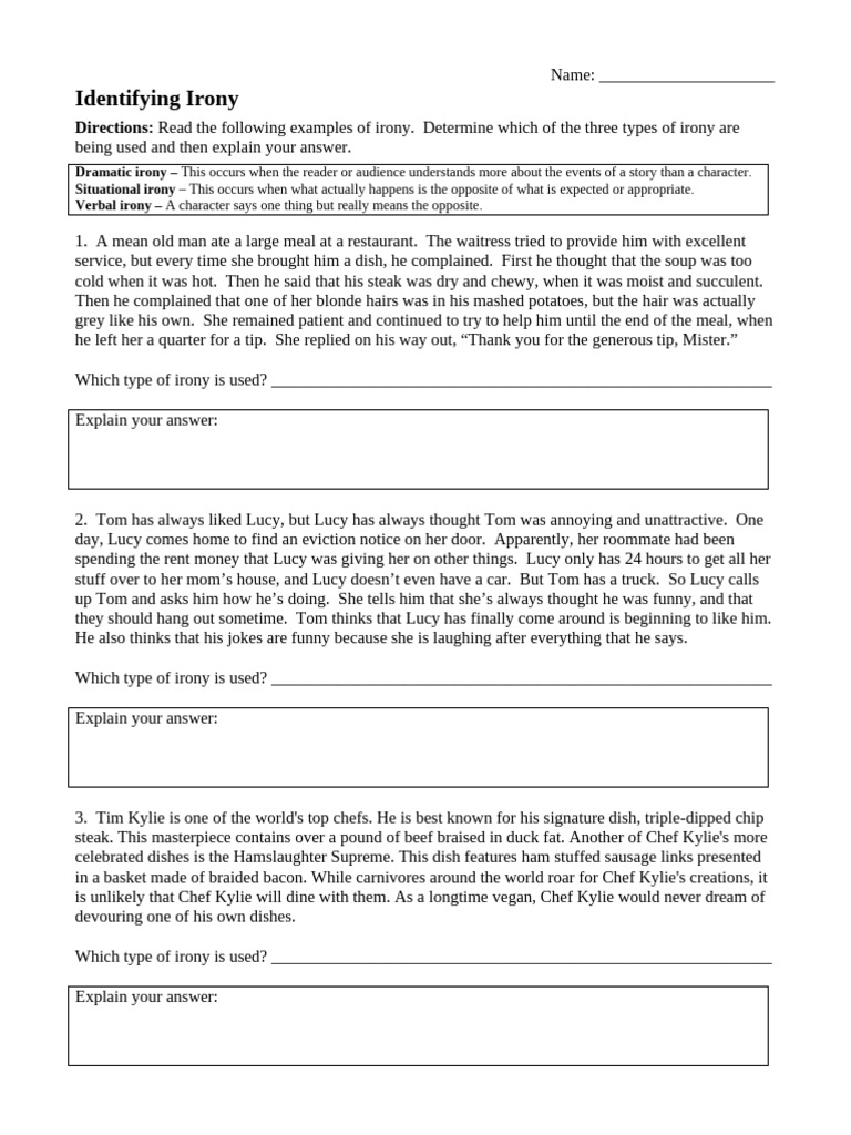 Types of Irony Explained with Examples | PDF | Dieting | Cuisine