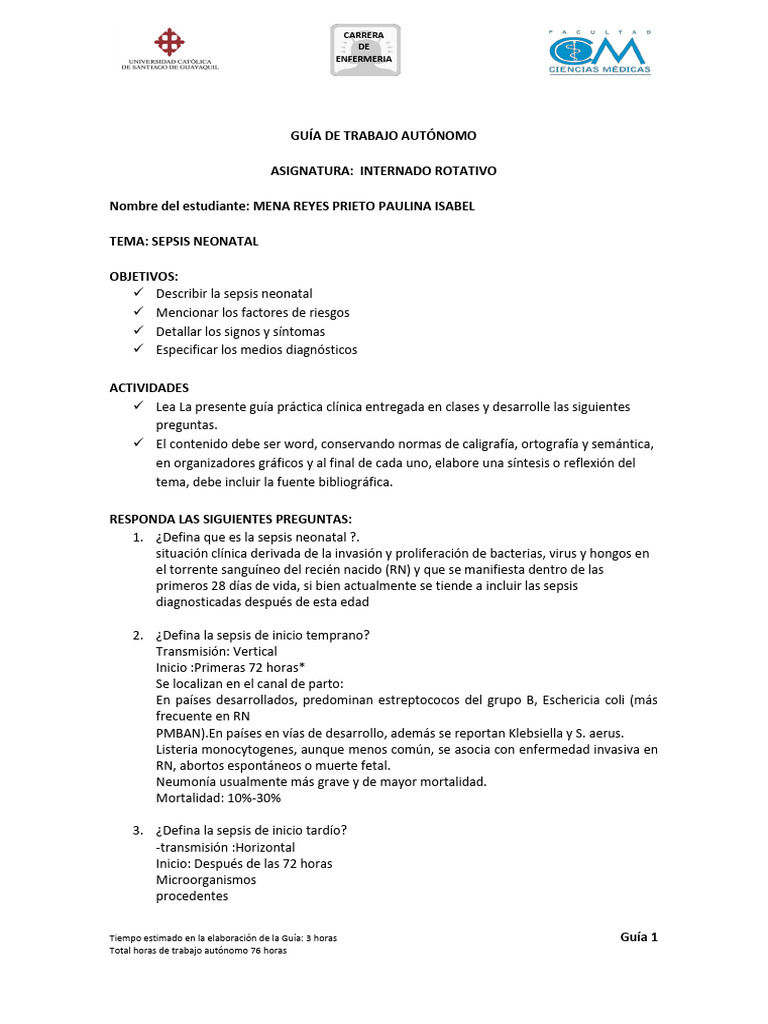 Guía sobre Sepsis Neonatal NANDA | PDF | Septicemia | Infantes
