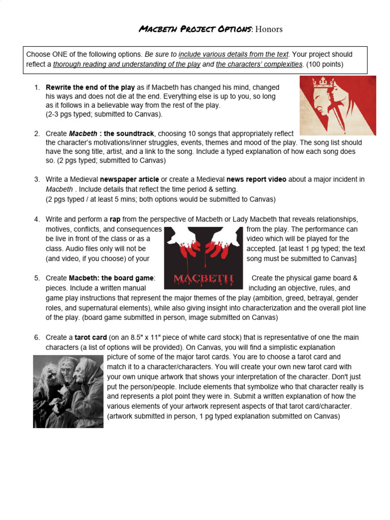 Macbeth: Project Options | PDF