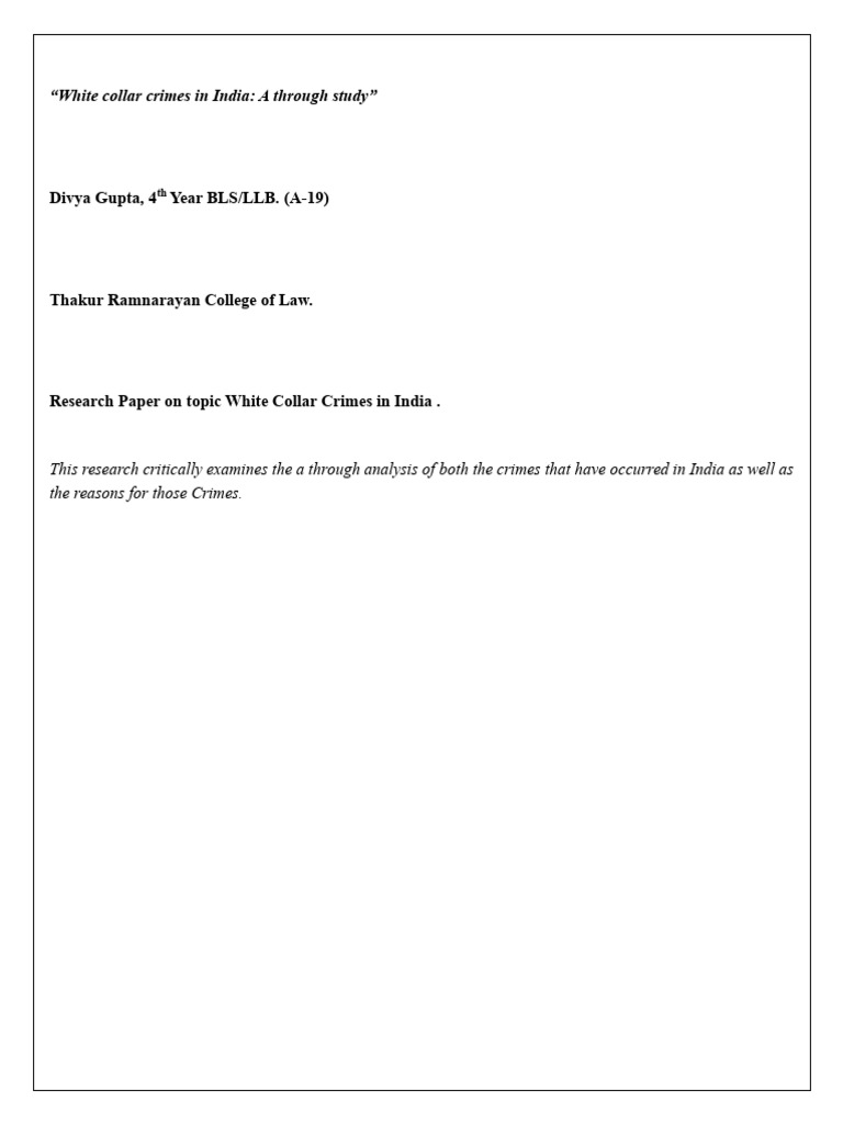 Criminology Research Paper | PDF | Fraud | Crimes