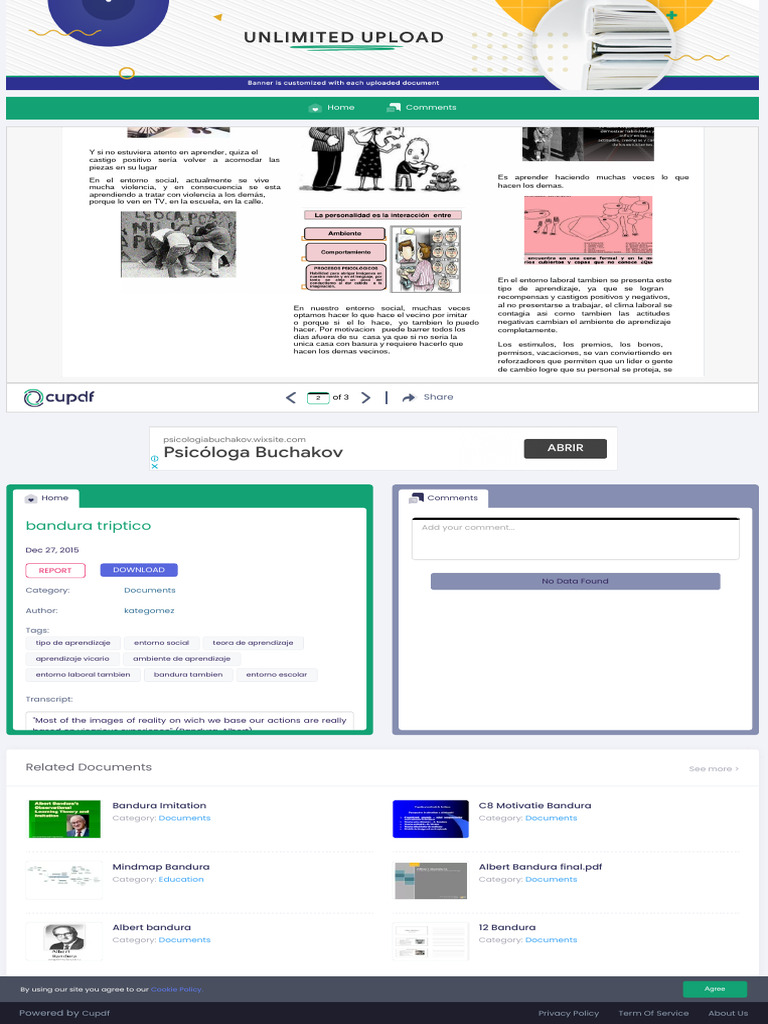 Bandura Triptico - (DOCX Document) 2 | PDF | Modificación de comportamiento | Sicología