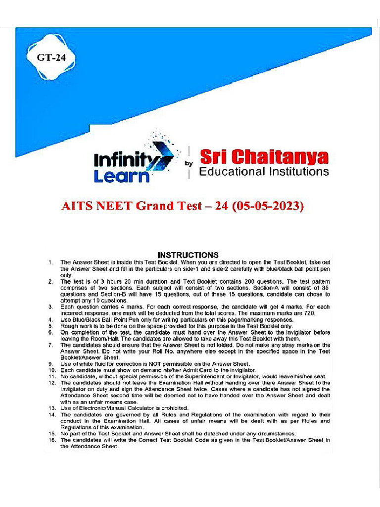Neet Grand Test-2 Made by DC | PDF
