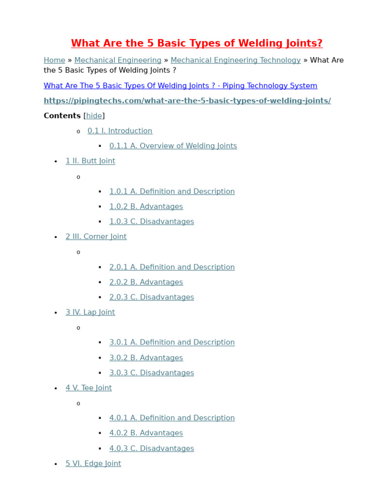 What Are The 5 Basic Types of Welding Joints | PDF | Welding | Construction