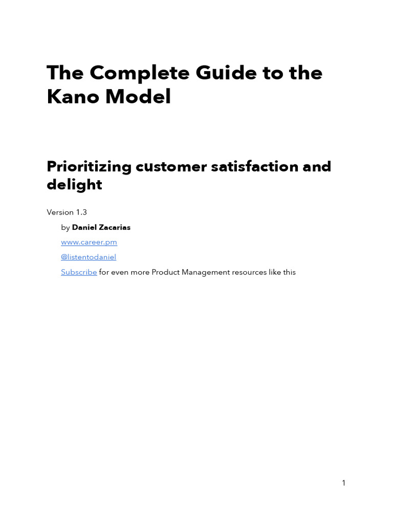 The Complete Guide To The Kano Model | PDF