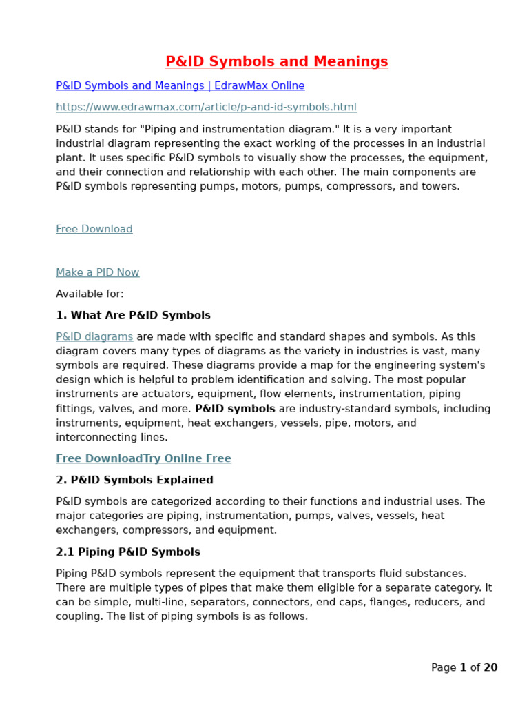 P&ID Symbols and Meanings | PDF | Pump | Heat Exchanger
