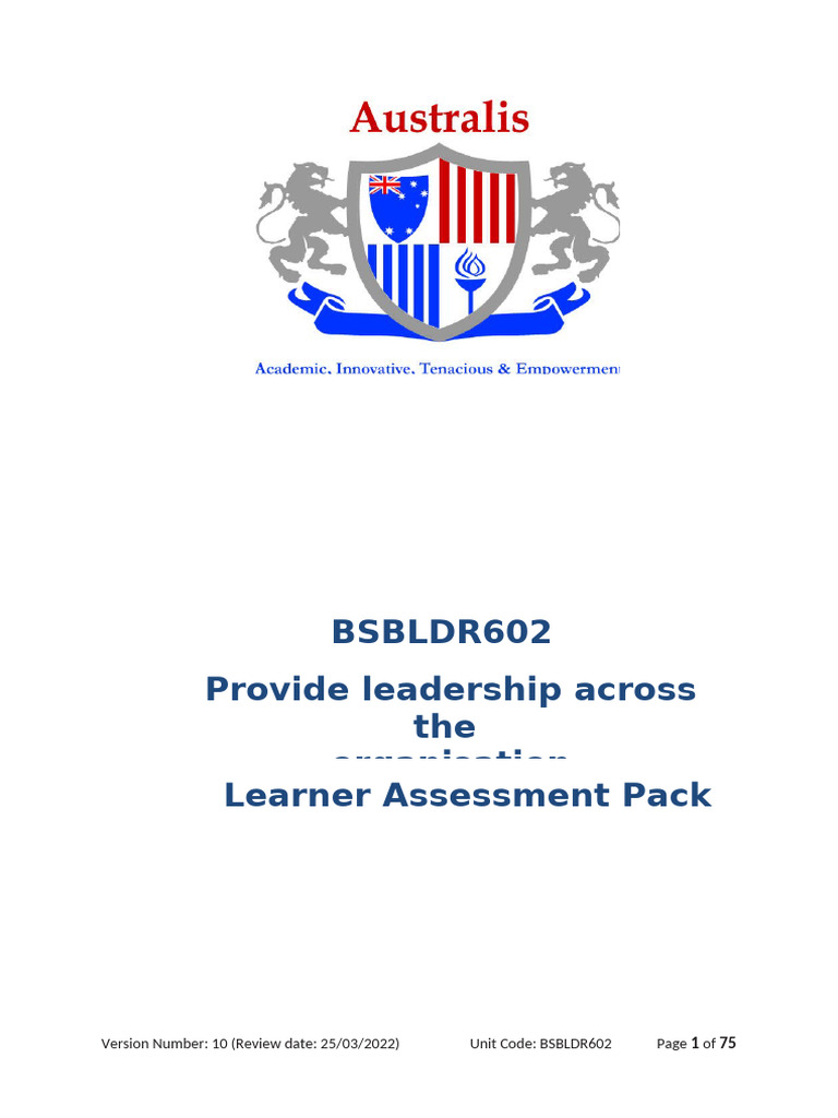 52 - BSBLDR602-Learner Assessment Pack | PDF | Business Ethics | Occupational Safety And Health