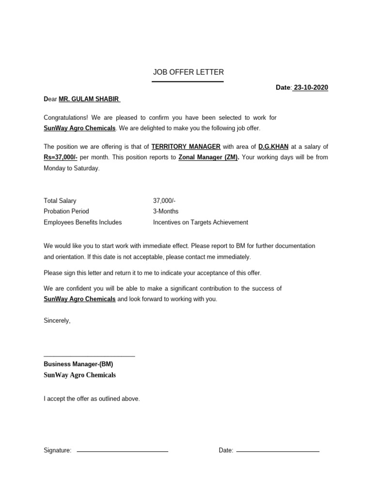 Job Offer Letters-2020 | PDF | Human Resources | Salary