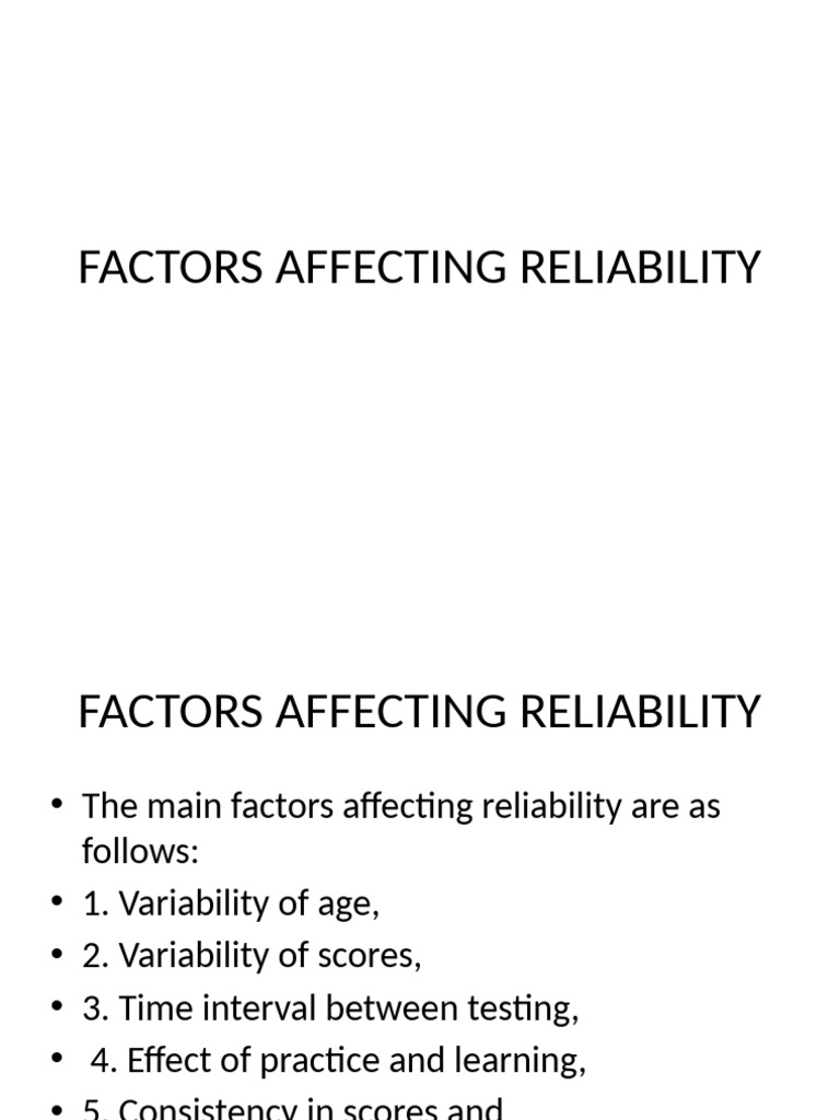 Factors Affecting Reliability | PDF | Cognition | Behavioural Sciences