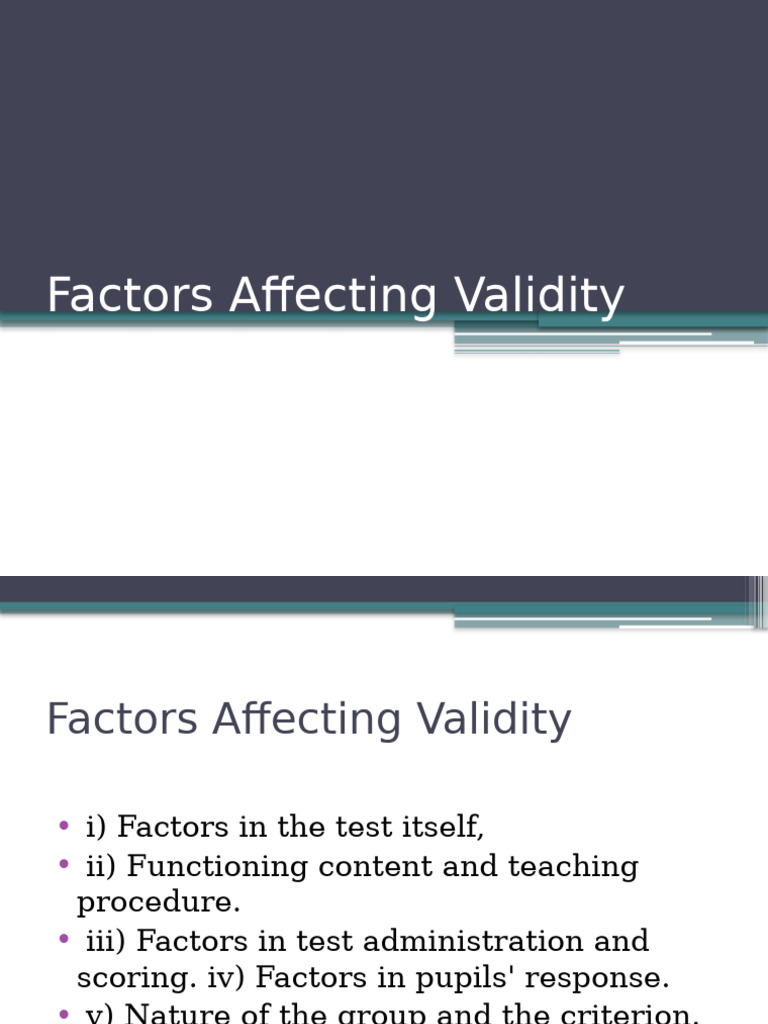 Factors Affecting Validity | PDF | Validity (Statistics) | Learning