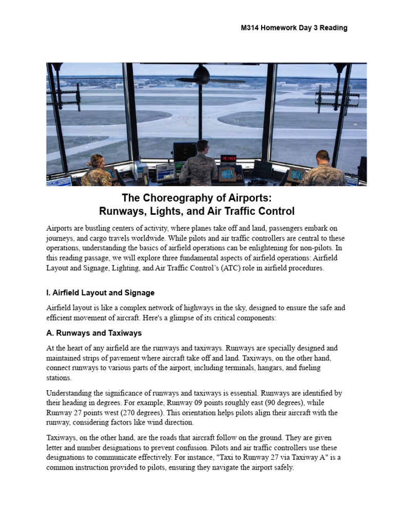Airfield Ops Reading HW Day 3 | PDF | Airport | Air Traffic Control