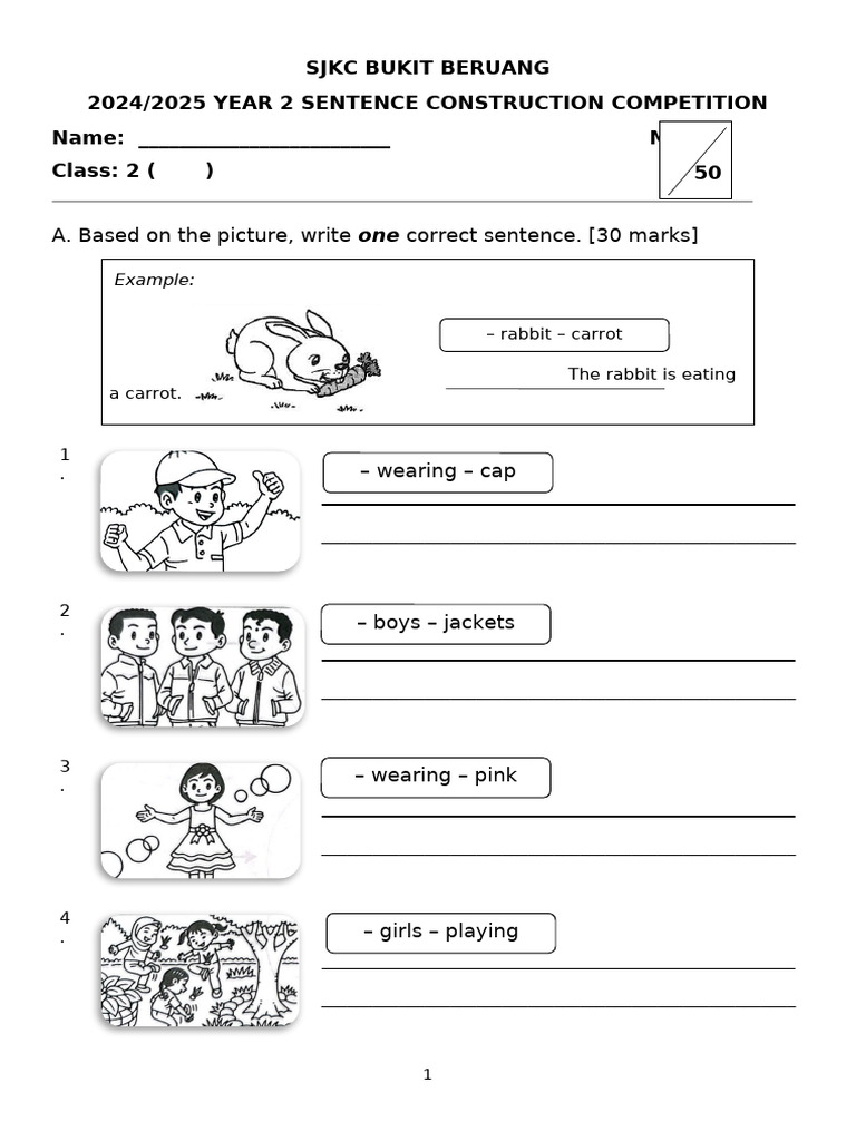 Year 2 Sentences Construction | PDF