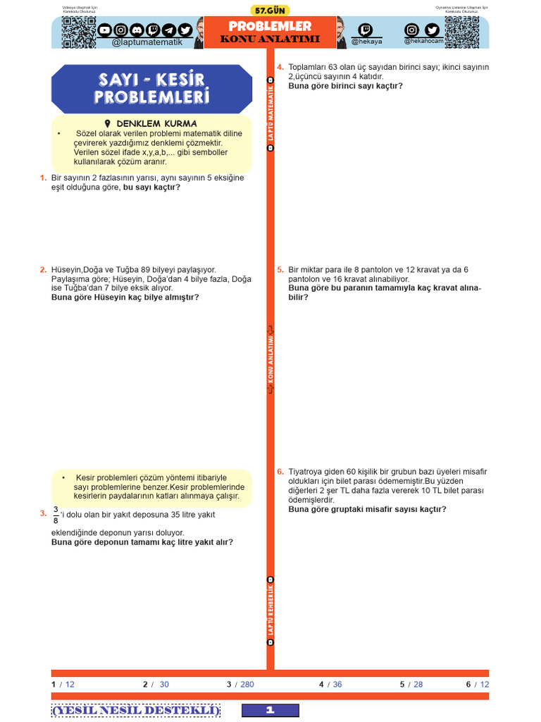 57 - Problemler Konu Anlatımı | PDF