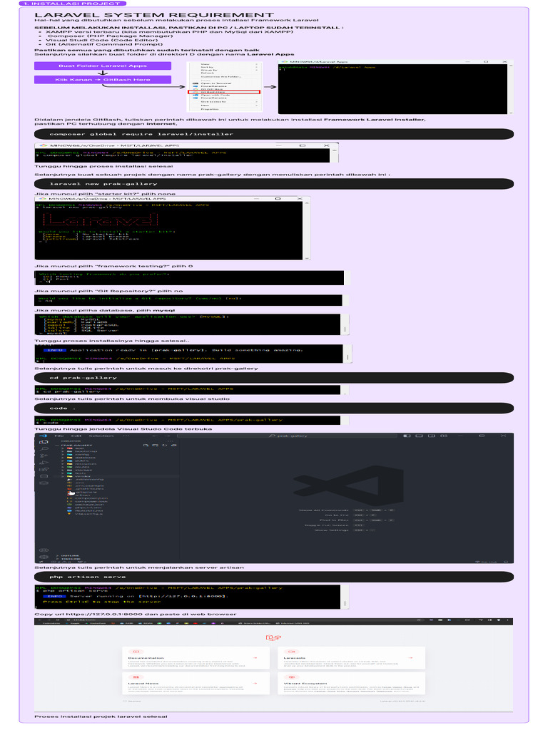 Modul 1 Gallery - Installasi Projek Laravel | PDF