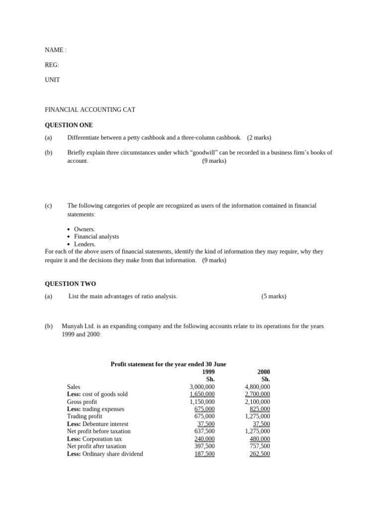 Financial Accounting Cat | PDF | Debits And Credits | Financial Accounting