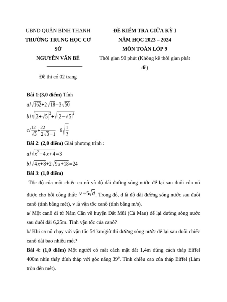 Toan 9-Deda-Gk1-2324 | PDF