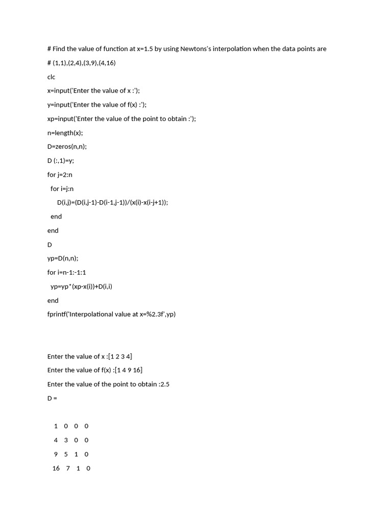Newton Interpolation | PDF