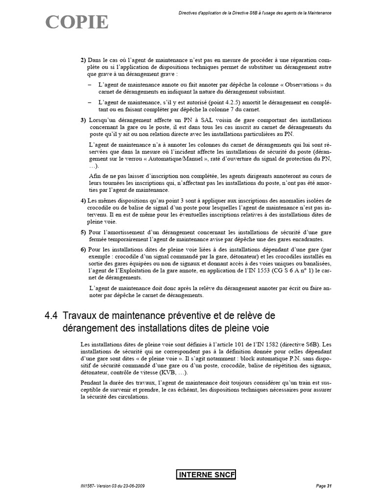 Maintenance des installations SNCF | PDF | Transport ferroviaire
